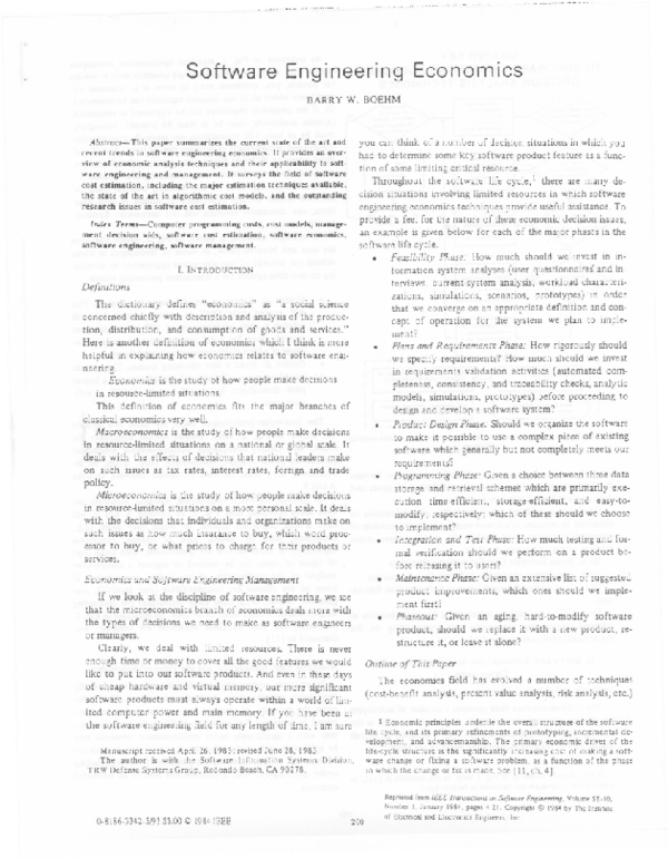 (PDF) Software engineering economics