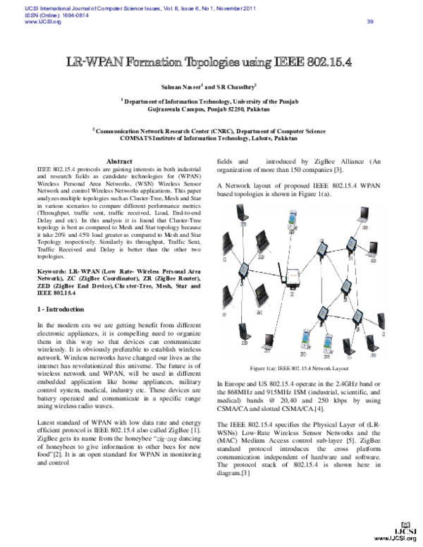 (PDF) LR-WPAN Formation Topologies using IEEE 802.15. 4