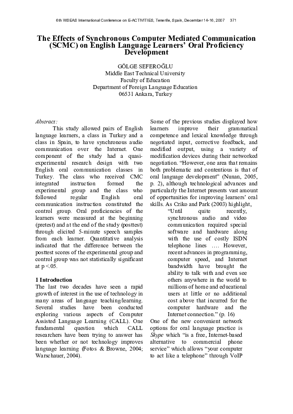 (PDF) The Effects of Synchronous Computer Mediated Communication (SCMC) on English Language ...