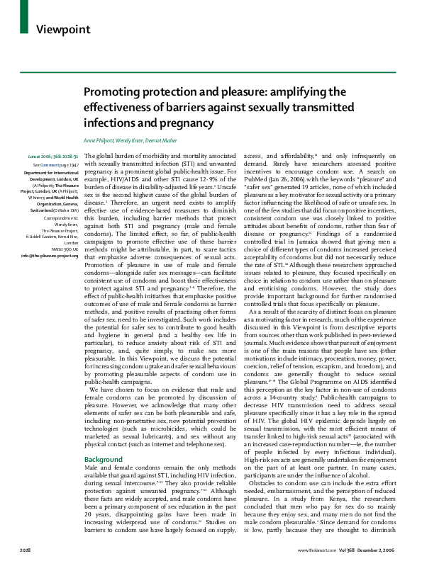 (PDF) Promoting protection and pleasure: amplifying the effectiveness ...