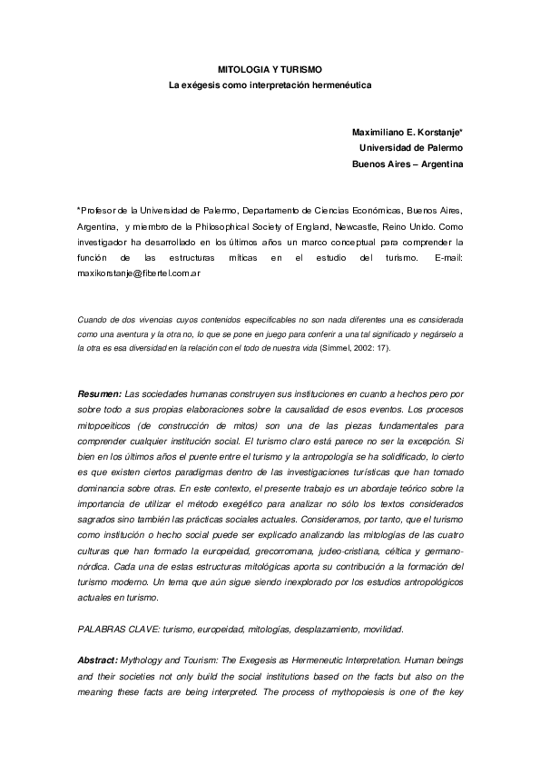 (PDF) MITOLOGIA Y TURISMO