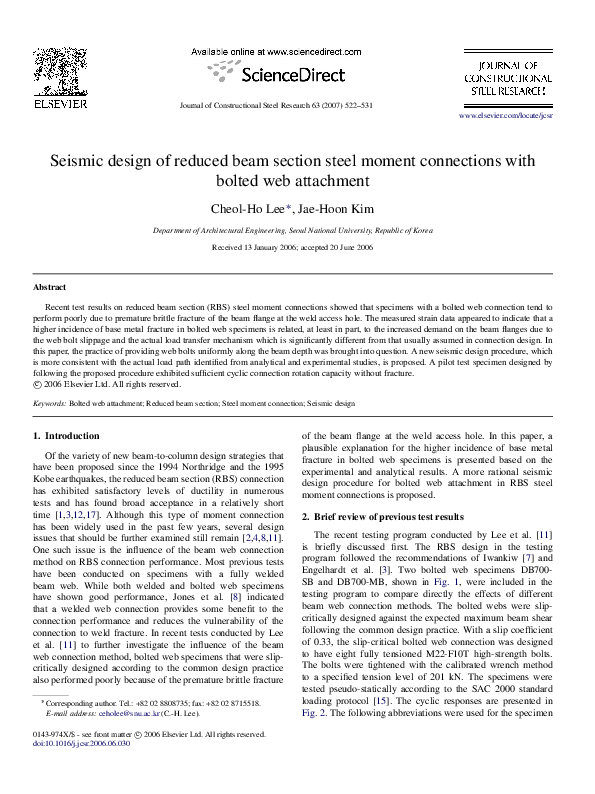 (PDF) Lee-C.-H._Seismic-design-of-reduced-beam-section-steel-moment ...