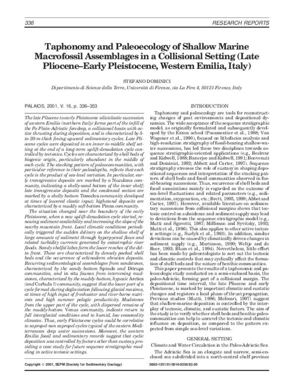 (PDF) Taphonomy and paleoecology of shallow marine macrofossil ...