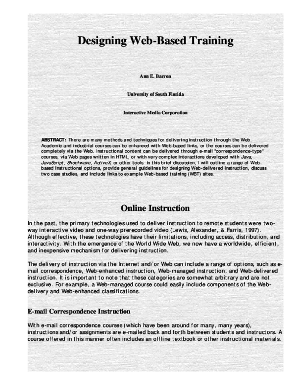 (PDF) Designing Web‐based Training