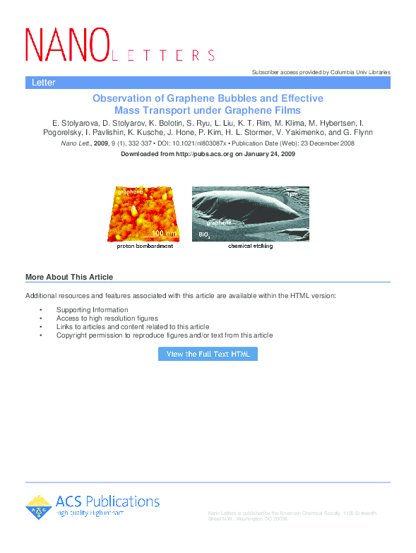 (PDF) Observation of graphene bubbles and effective mass transport ...