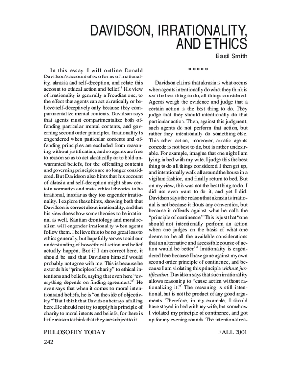(PDF) Davidson, Irrationality, and Ethics
