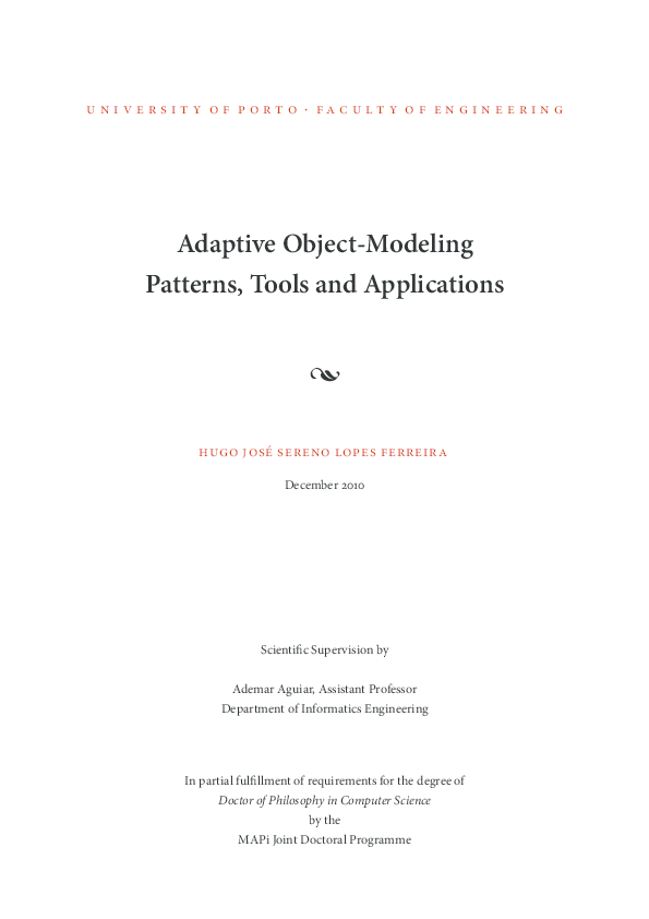 Pdf Adaptive Object Modelling Patterns Tools And Applications Hugo Ferreira