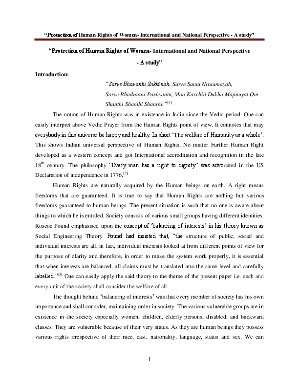 (PDF) "Protection of Human Rights of Women International and National ...