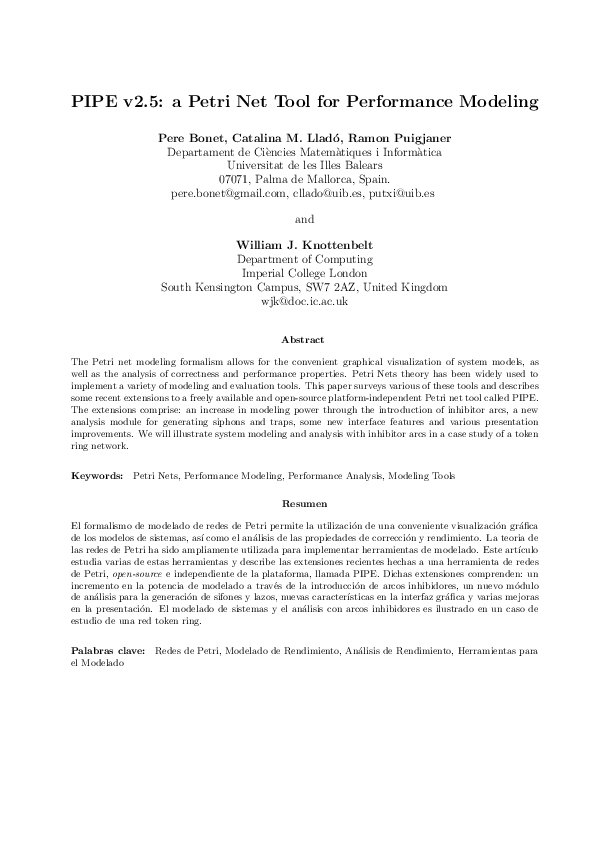 (PDF) PIPE v2. 5: A Petri net tool for performance modelling