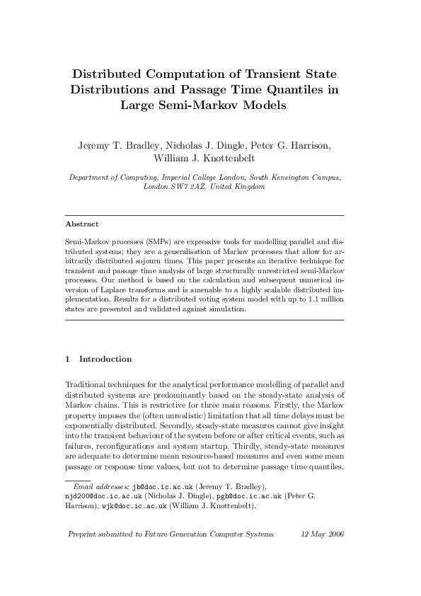Pdf Distributed Computation Of Transient State Distributions And 9877