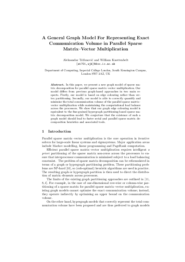 (PDF) A general graph model for representing exact communication volume ...