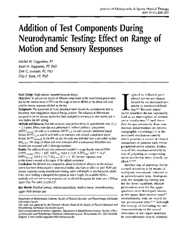 (PDF) The Upper Limb Neurodynamic Test 1: Intra- and Intertester ...