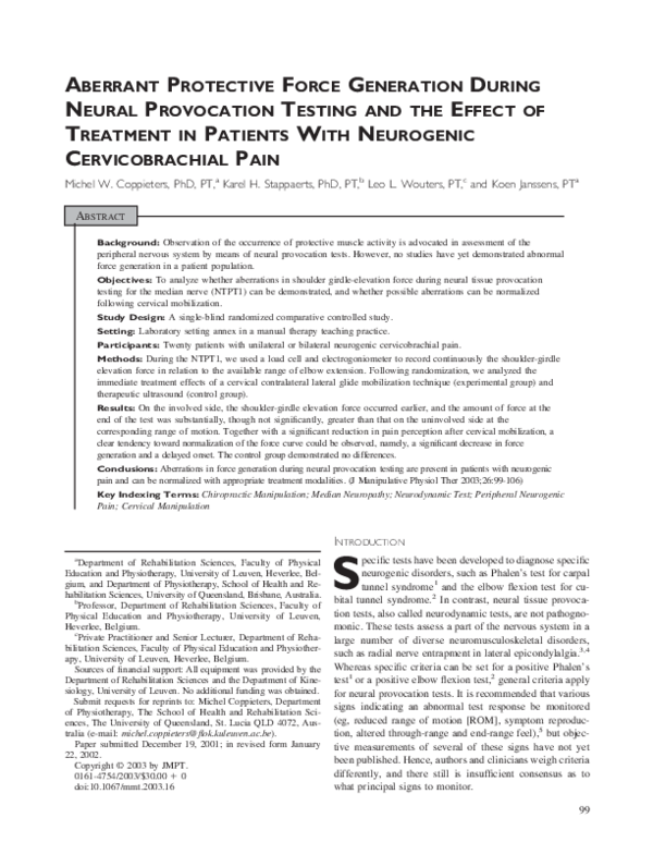 (PDF) Aberrant protective force generation during neural provocation ...
