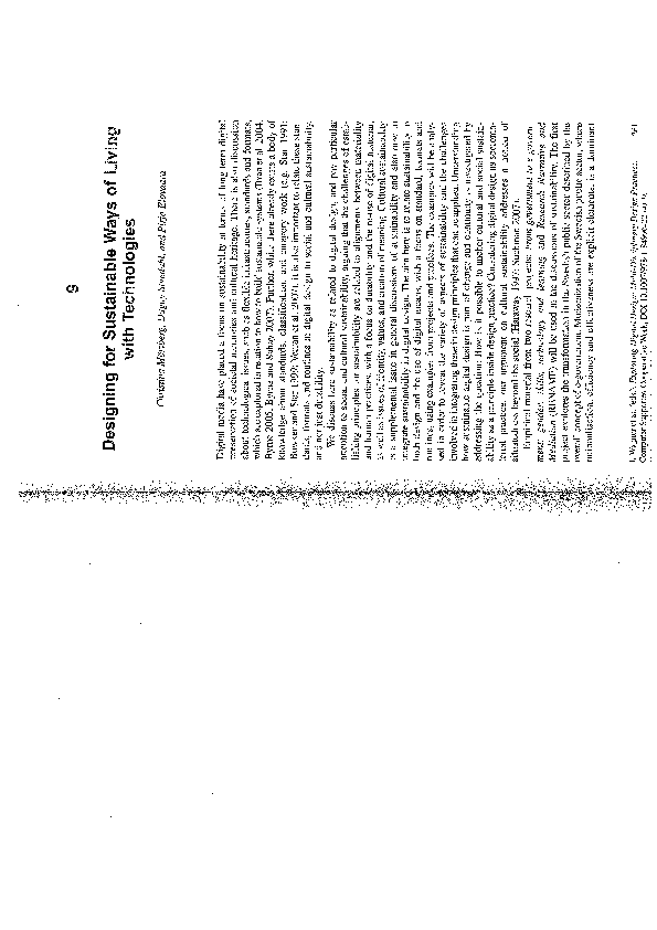 (PDF) Designing for Sustainable Ways of Living with Technologies. In Wagner, Bratteteig ...