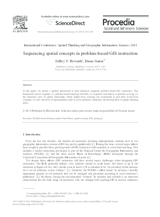 Pdf Sequencing Spatial Concepts In Problem Based Gis Instruction