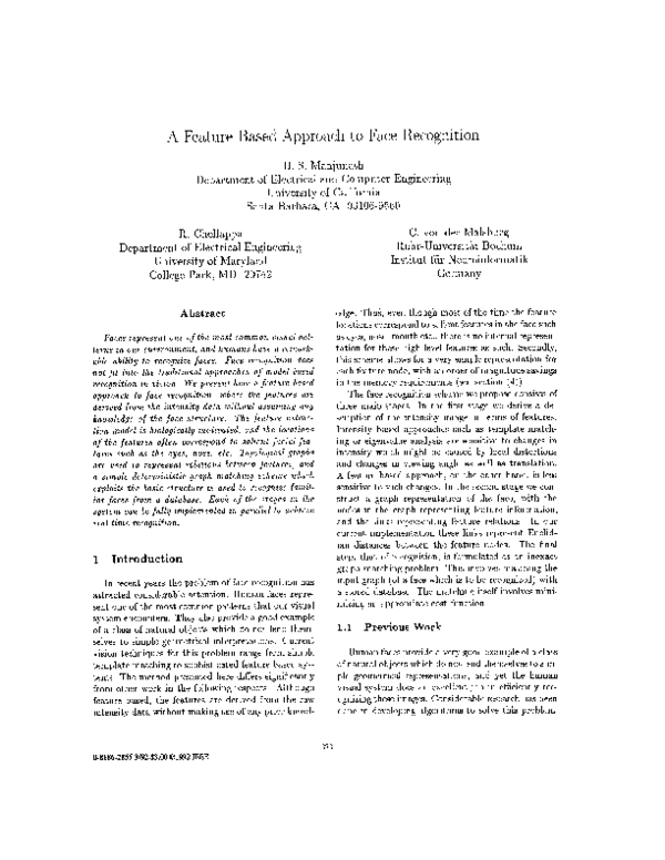 (PDF) A feature based approach to face recognition