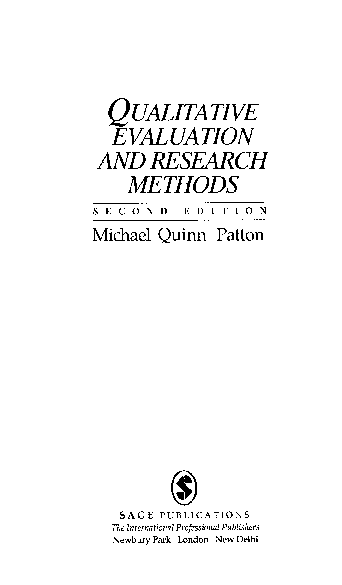(PDF) Qualitative evaluation and research methods