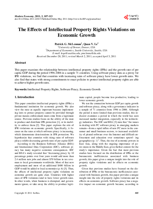 (PDF) The Effects of Intellectual Property Rights Violations on ...