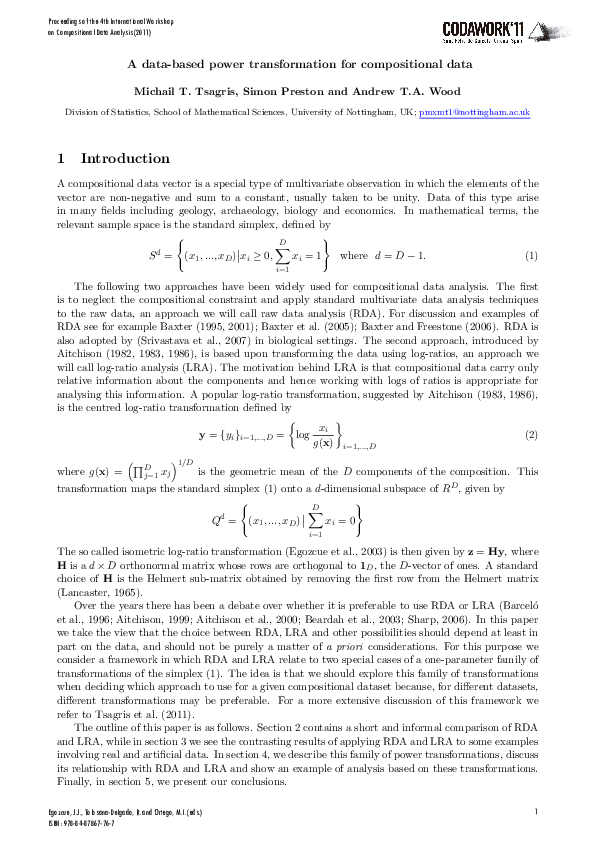 Pdf A Data Based Power Transformation For Compositional Data Μιχαήλ Τσαγρής