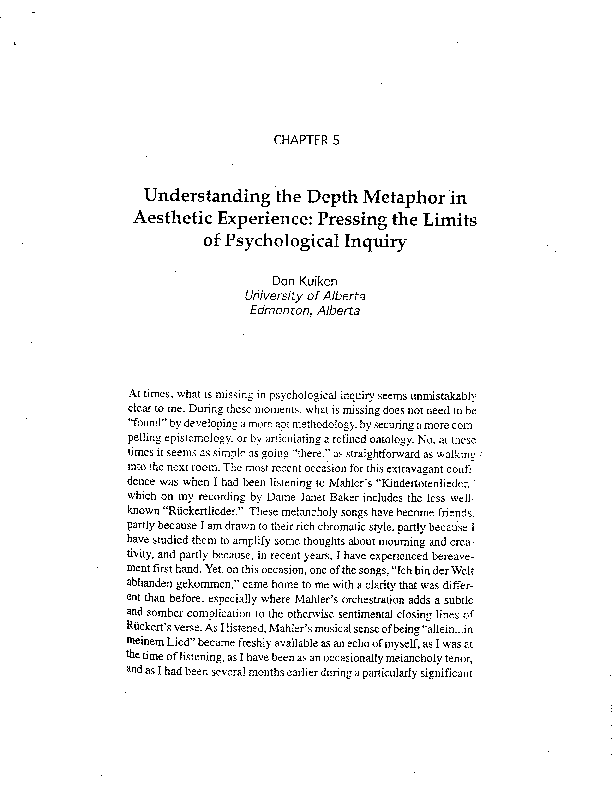 (PDF) Understanding the depth metaphor in aesthetic experience ...