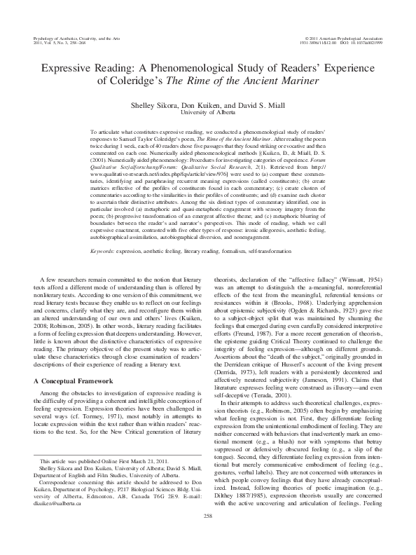 (PDF) Expressive reading: A phenomenological study of readers ...