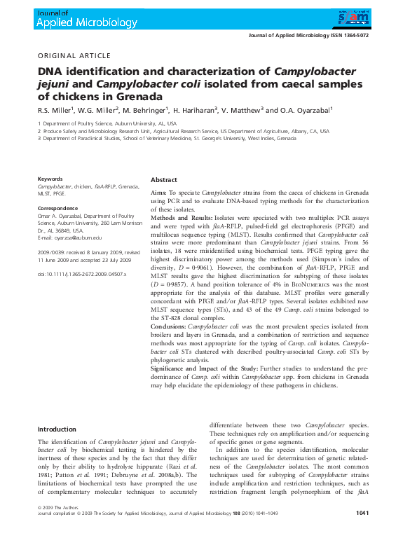 (PDF) DNA identification and characterization of Campylobacter jejuni ...