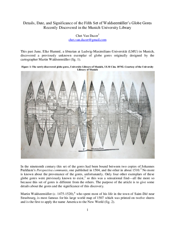 (PDF) Details, Date, and Significance of the Fifth Set of Waldseemüller ...