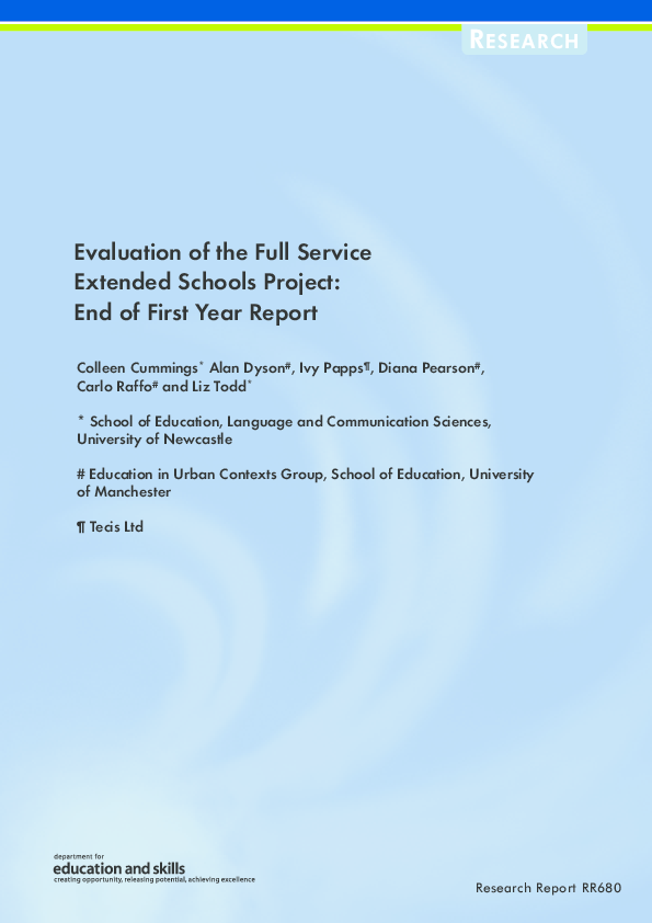 (PDF) Evaluation of the full service extended schools project: End of ...