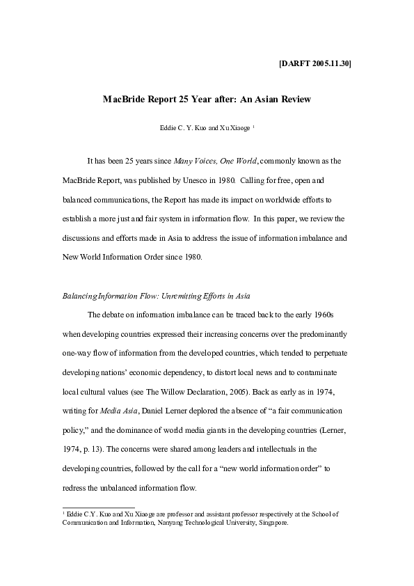 (DOC) MacBride Report 25 Years After: An Asian Review