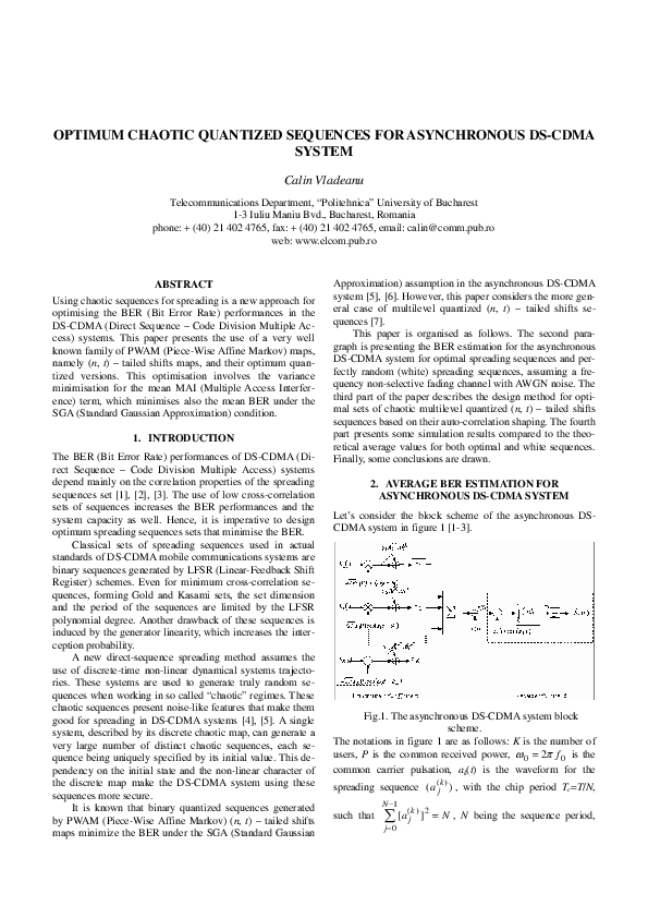 (PDF) Optimum Chaotic Quantized Sequences for Asynchronous DS-CDMA System