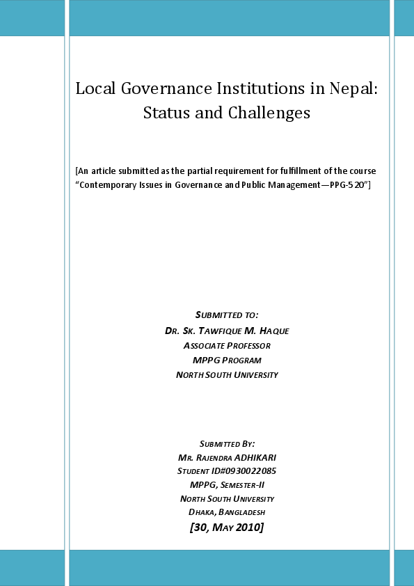 (PDF) Local Government Institutions in Nepal :Status and Challenges