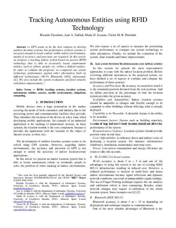 (PDF) Tracking autonomous entities using RFID technology