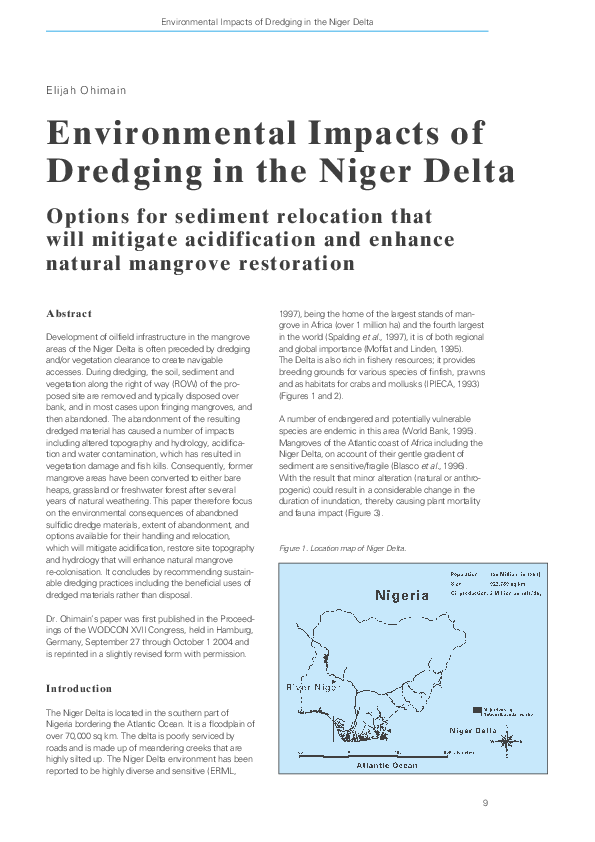 (PDF) Environmental impacts of dredging in the Niger Delta