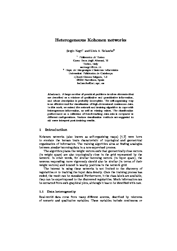 (PDF) Heterogeneous kohonen networks