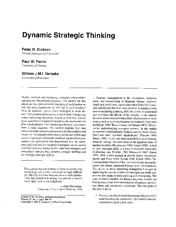 (PDF) Dynamic strategic thinking