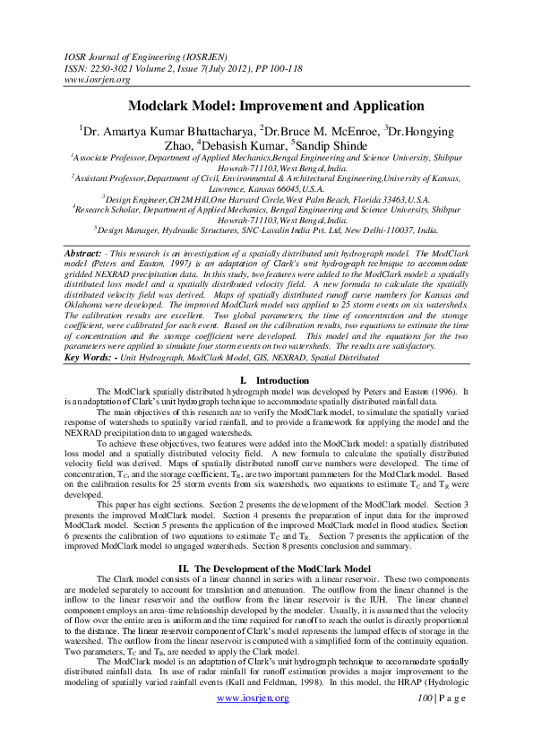 (PDF) ModClark Model: Improvement and Application