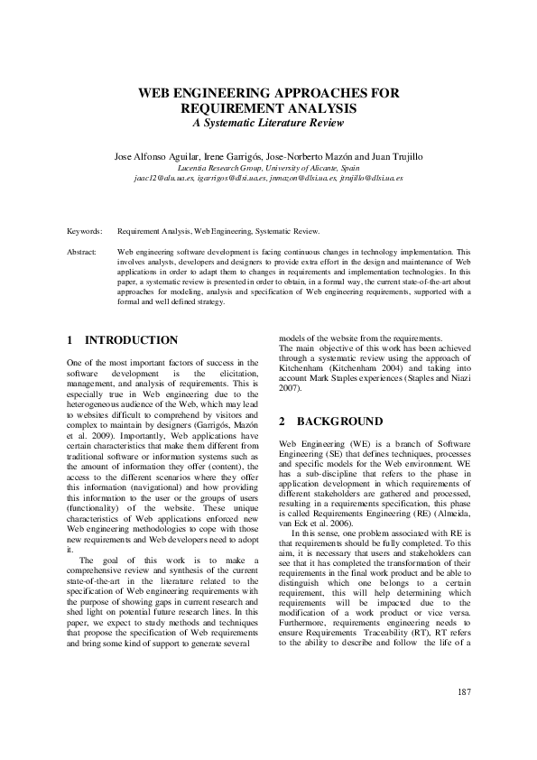 (PDF) Web Engineering Approaches for Requirement Analysis - A ...