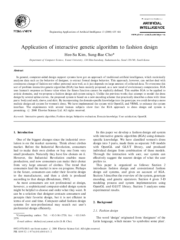 (PDF) Application of interactive genetic algorithm to fashion design