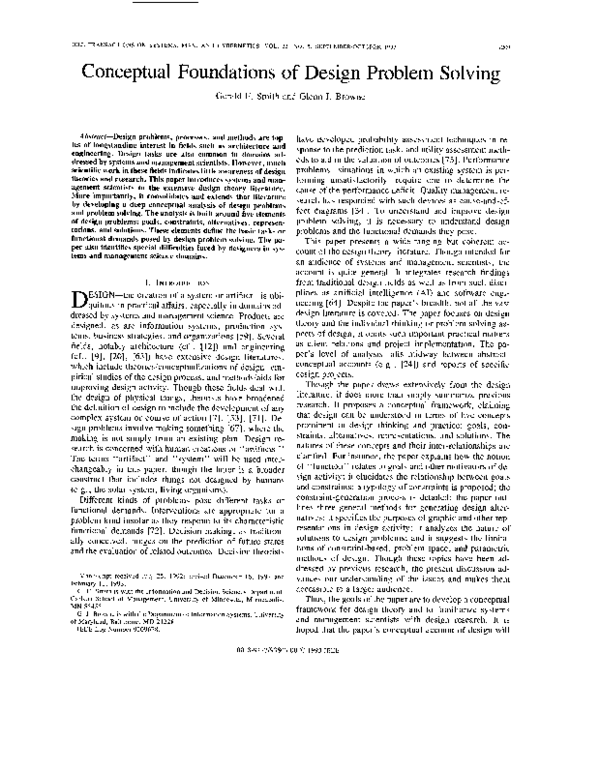 (PDF) Conceptual foundations of design problem solving