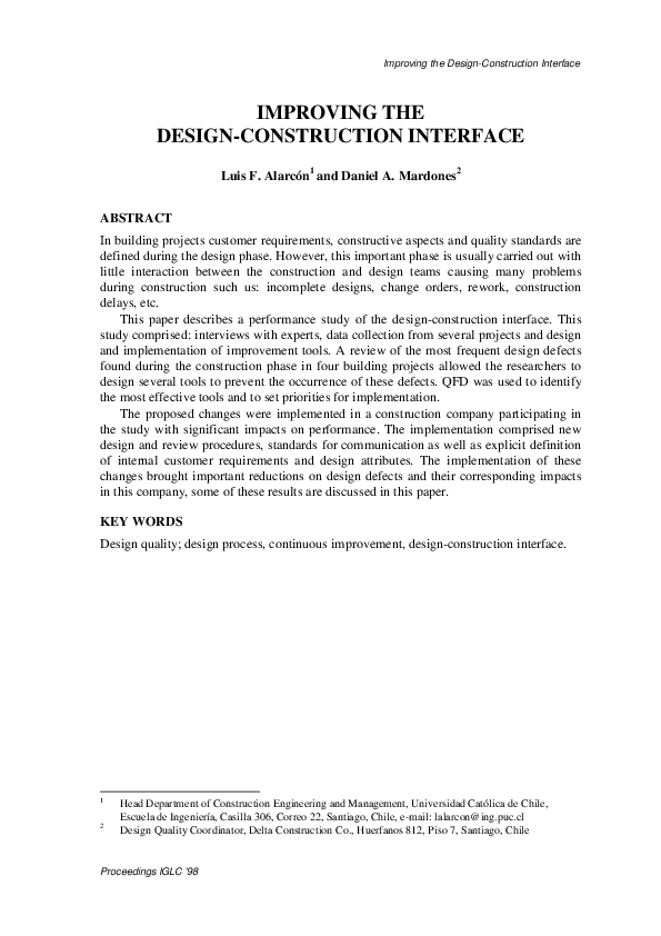 (PDF) Improving the design-construction interface