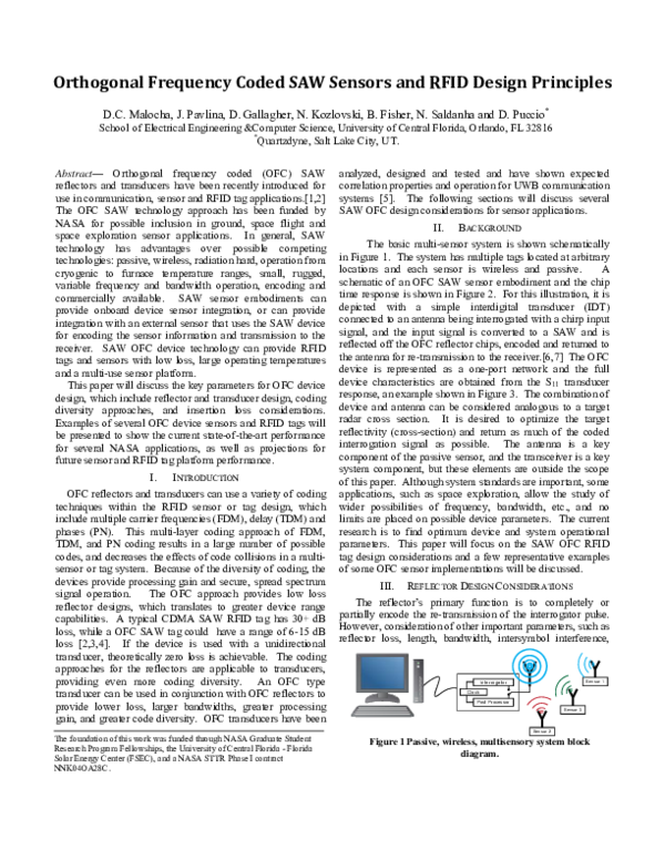 (PDF) Orthogonal frequency coded SAW sensors and RFID design principles