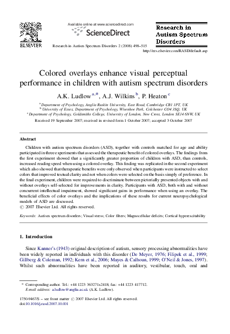 (PDF) Colored overlays enhance visual perceptual performance in ...