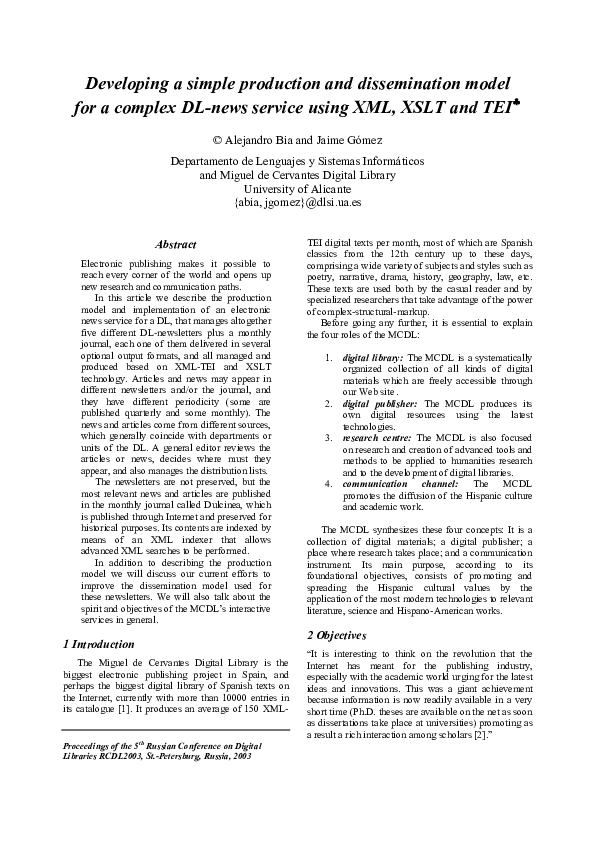 (PDF) Developing a simple production and dissemination model for a complex DL-news service using ...