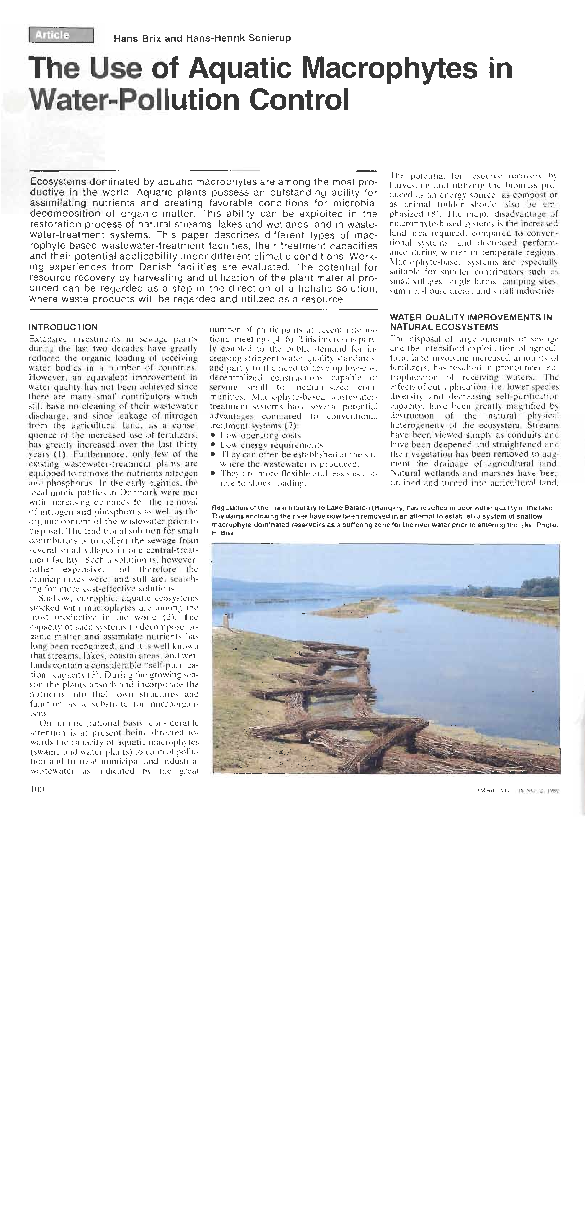 Pdf The Use Of Aquatic Macrophytes In Water Pollution Control