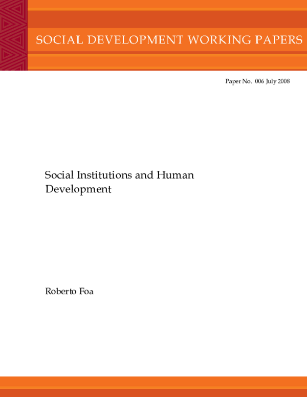 (PDF) Social Institutions and Human Development