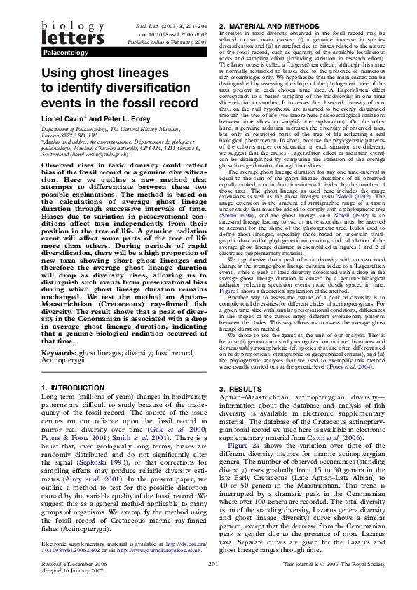 (PDF) Using ghost lineages to identify diversification events in the ...