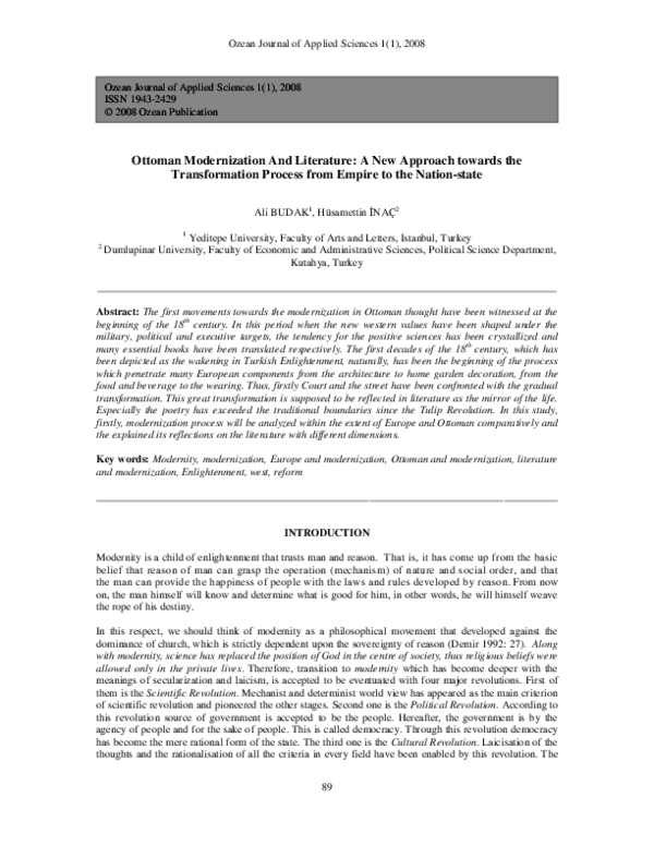 (PDF) Ottoman Modernization And Literature: A New Approach towards the ...