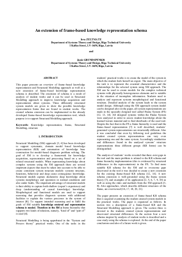 (PDF) An extension of frame-based knowledge representation schema