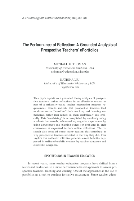 (PDF) The Performance of Reflection: A Grounded Analysis of Prospective ...