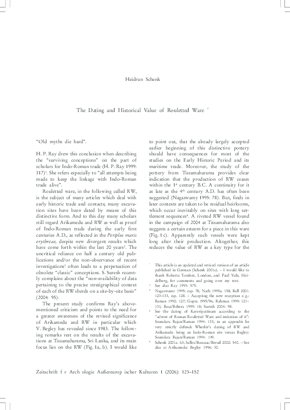 (PDF) The dating and historical value of rouletted ware